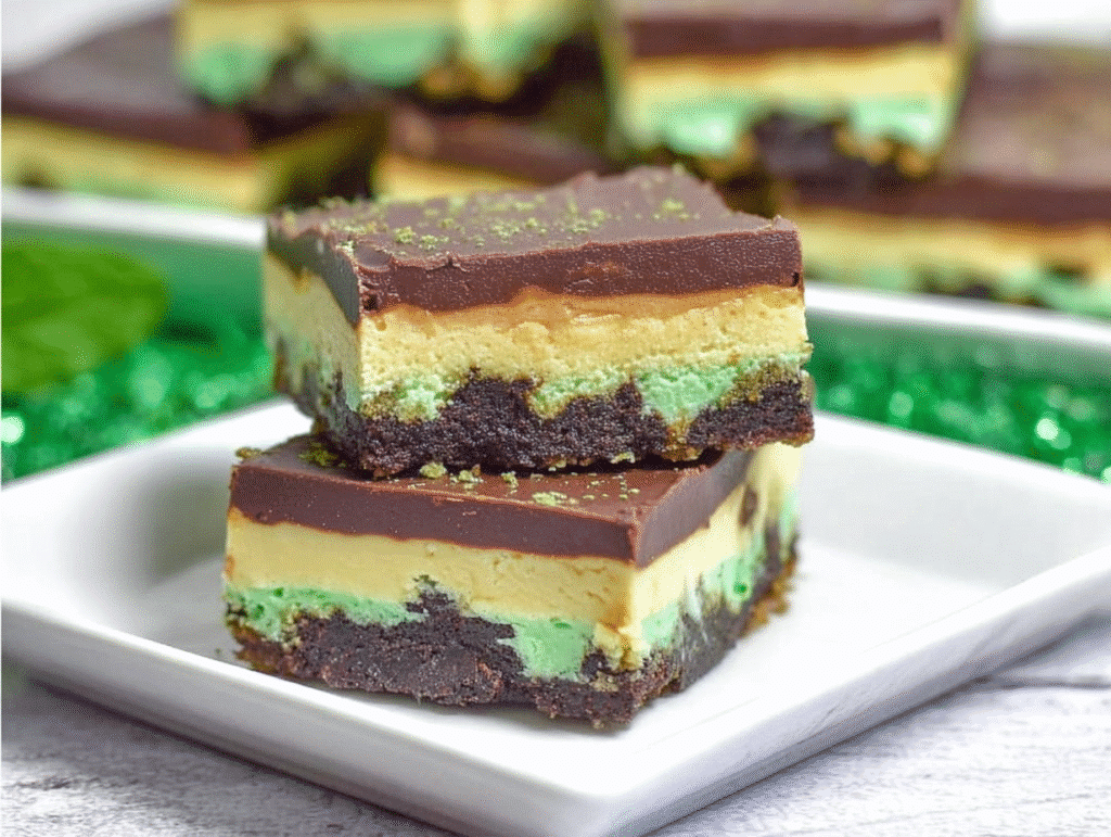 Mint Chocolate Baileys Cheesecake Bars