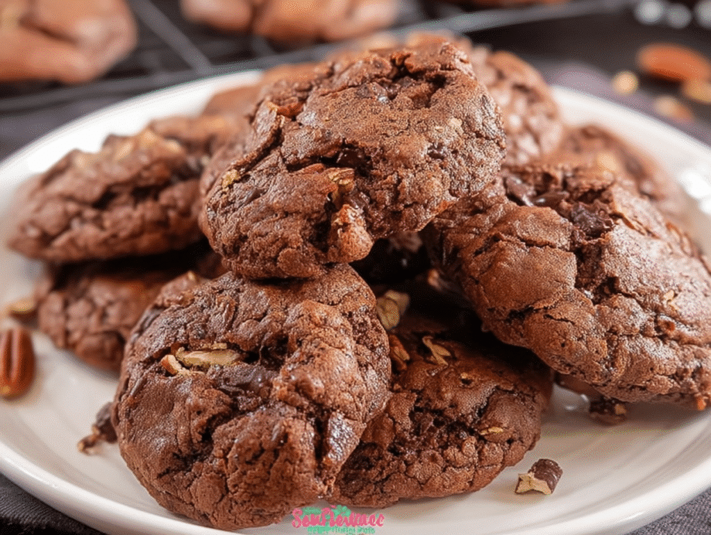 Double Dark Chocolate Pecan Drop Cookies